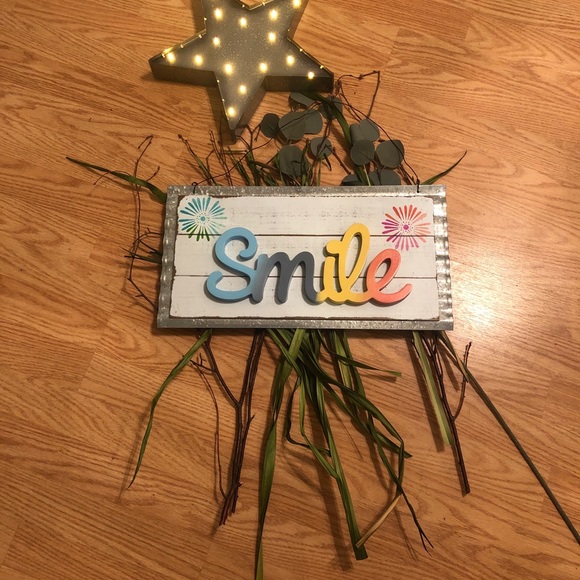 Wall Decor | Hanging Wood Smile Sign | Poshmark